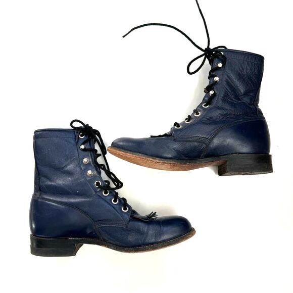 Justin Boots | Shoes | Vintage Justin Kiltie Ropers Lace Up Fringe ...